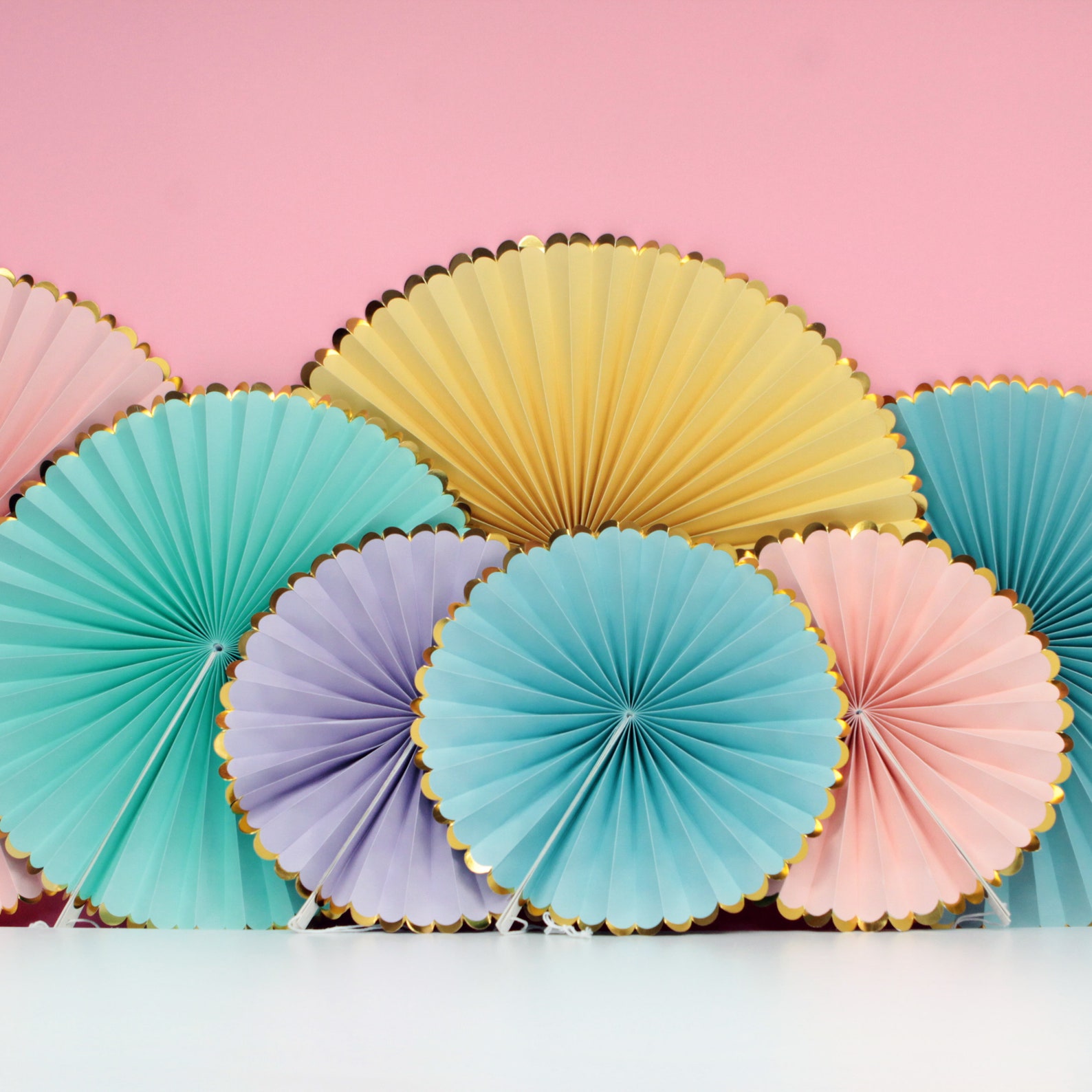Pastel Fan Rosette Decorations - 5 Colours - Pastel Decorations Pastel ...