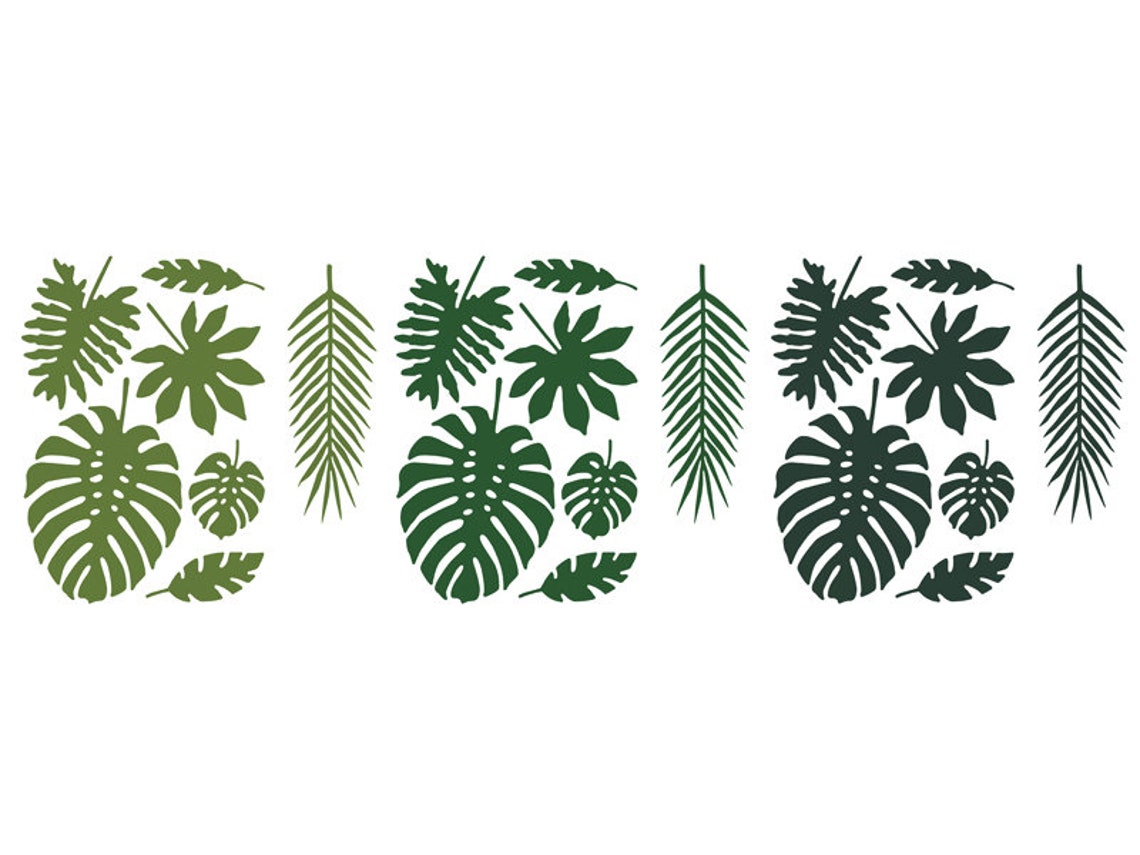 Green Tropical Leaf Decorations - 21 Pack - Green Table Decorations ...