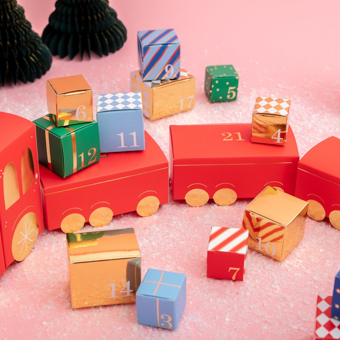 Train Advent Calendar Boxes Advent Boxes and Numbers - Etsy