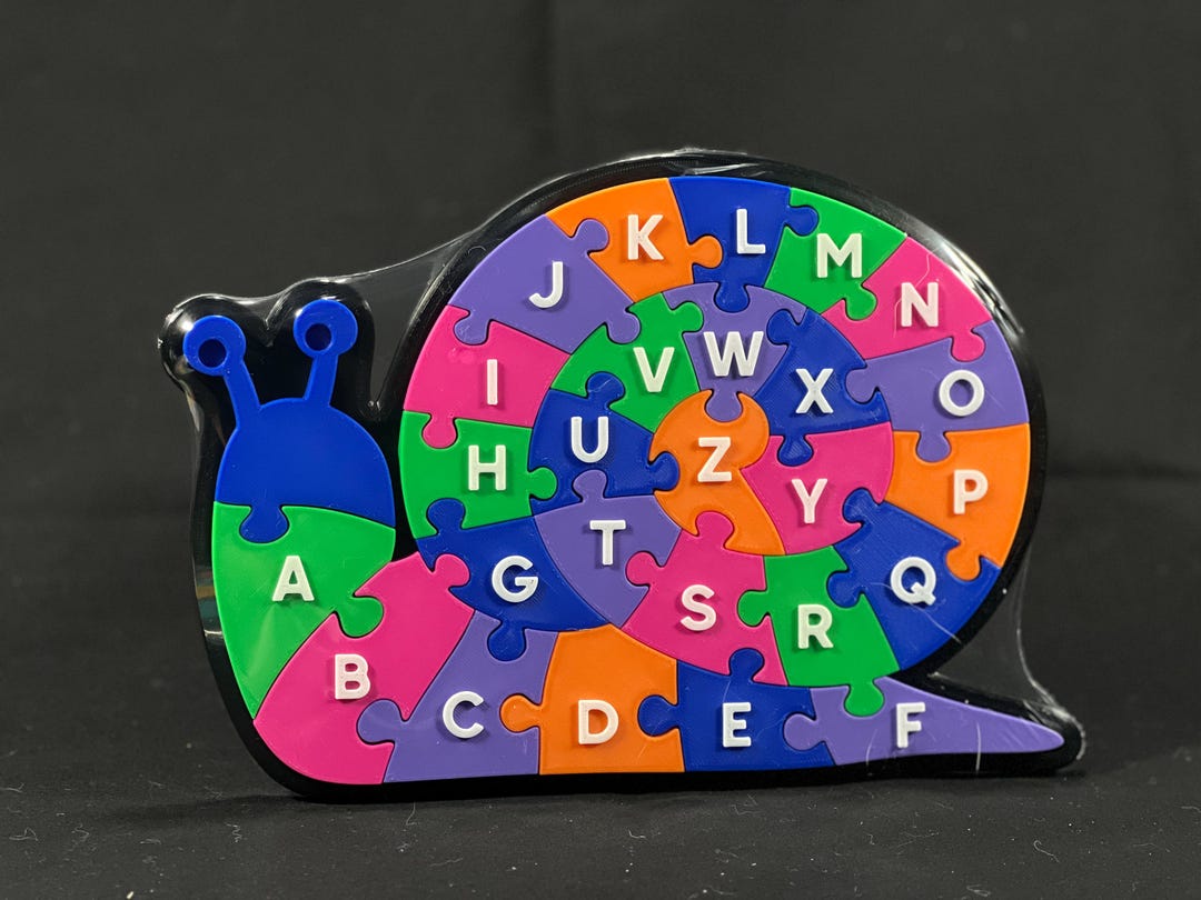 Snail Alphabet Puzzle – Multicolor 3D Printed ABC Learning Toy - Etsy