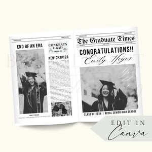 Graduation Newspaper Template, Editable Canva Graduate Newspaper ...