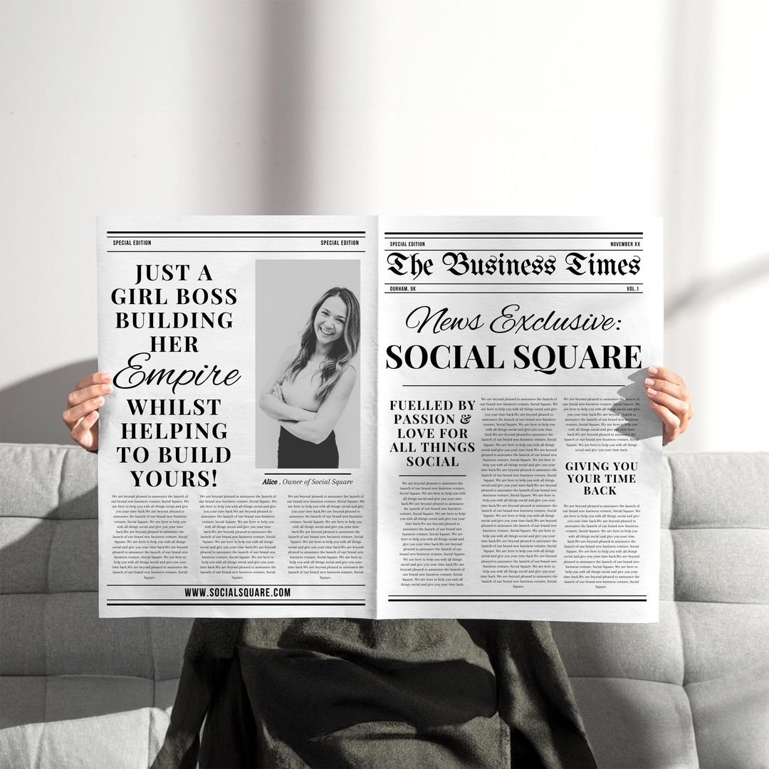 Canva Business Newspaper Template, Business Announcement Newspaper for ...