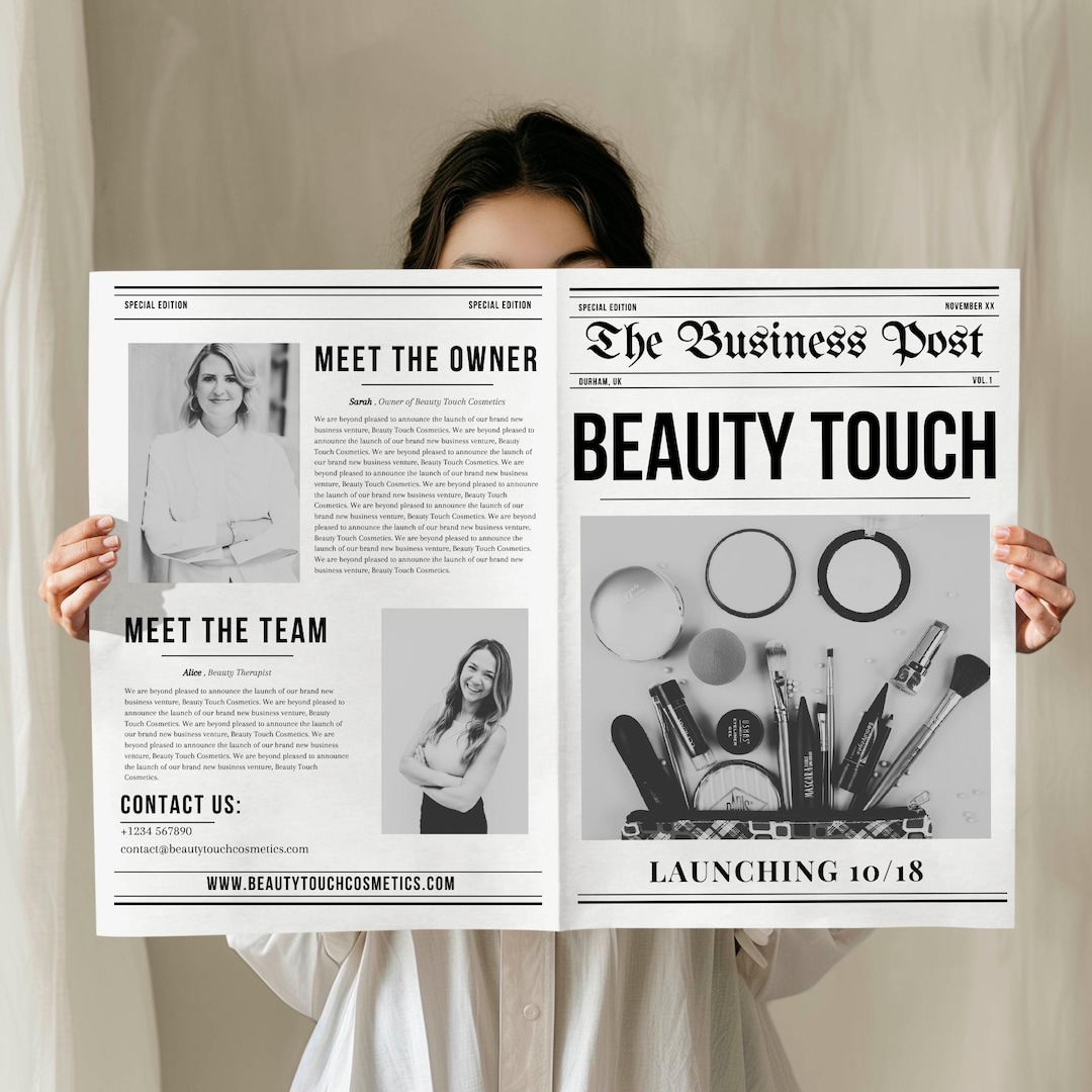 Large Business Newspaper Template, Branding Photoshoot, Printable ...