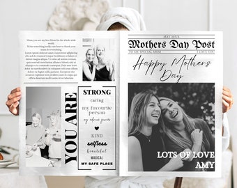 Fathers Day Newspaper Template, Editable Fathers Day Card, Personalised ...