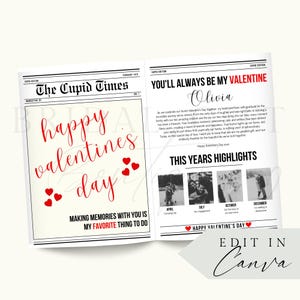 Valentines Day Newspaper Template, Editable Canva Newspaper Valentines ...