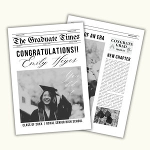 Graduation Newspaper Template, Editable Canva Graduate Newspaper ...