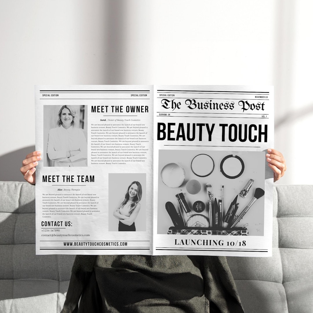 Canva Business Newspaper Template, Editable Large Newspaper Business ...