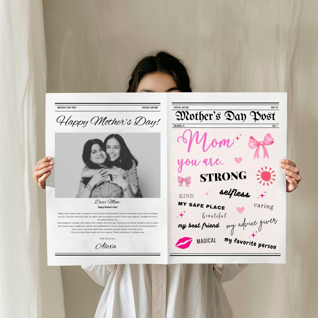 Canva Mother’s Day Newspaper Template, Editable Newspaper Mothers Day ...