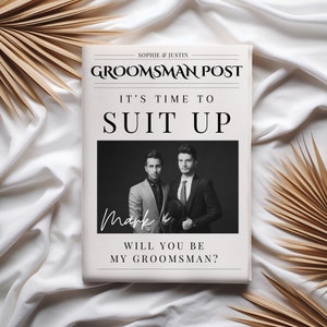 Groomsman Proposal Newspaper Template, Editable Groom Party Program ...