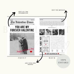 Editable Canva Newspaper Valentines Day Gift, Valentines Day Newspaper ...