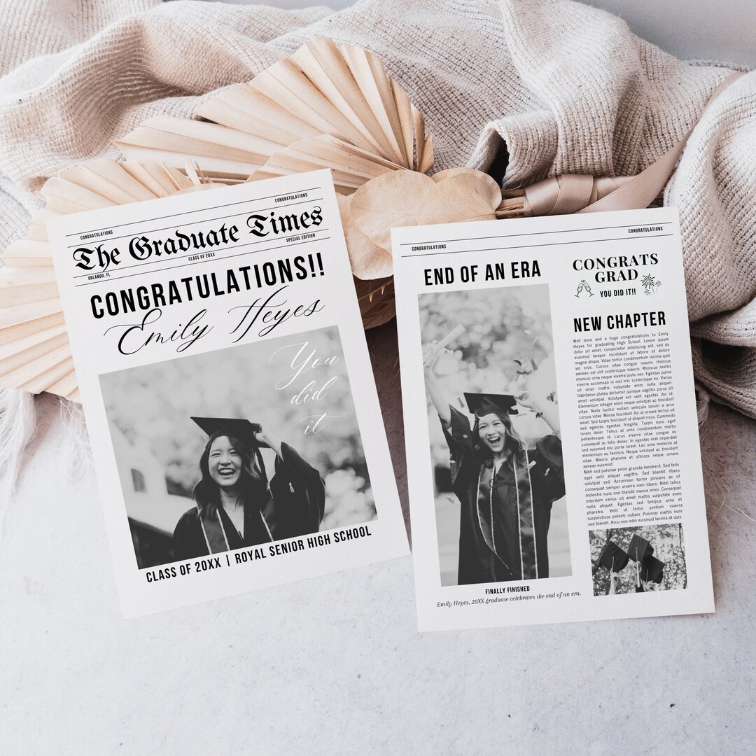 Graduation Newspaper Template, Editable Canva Graduate Newspaper ...