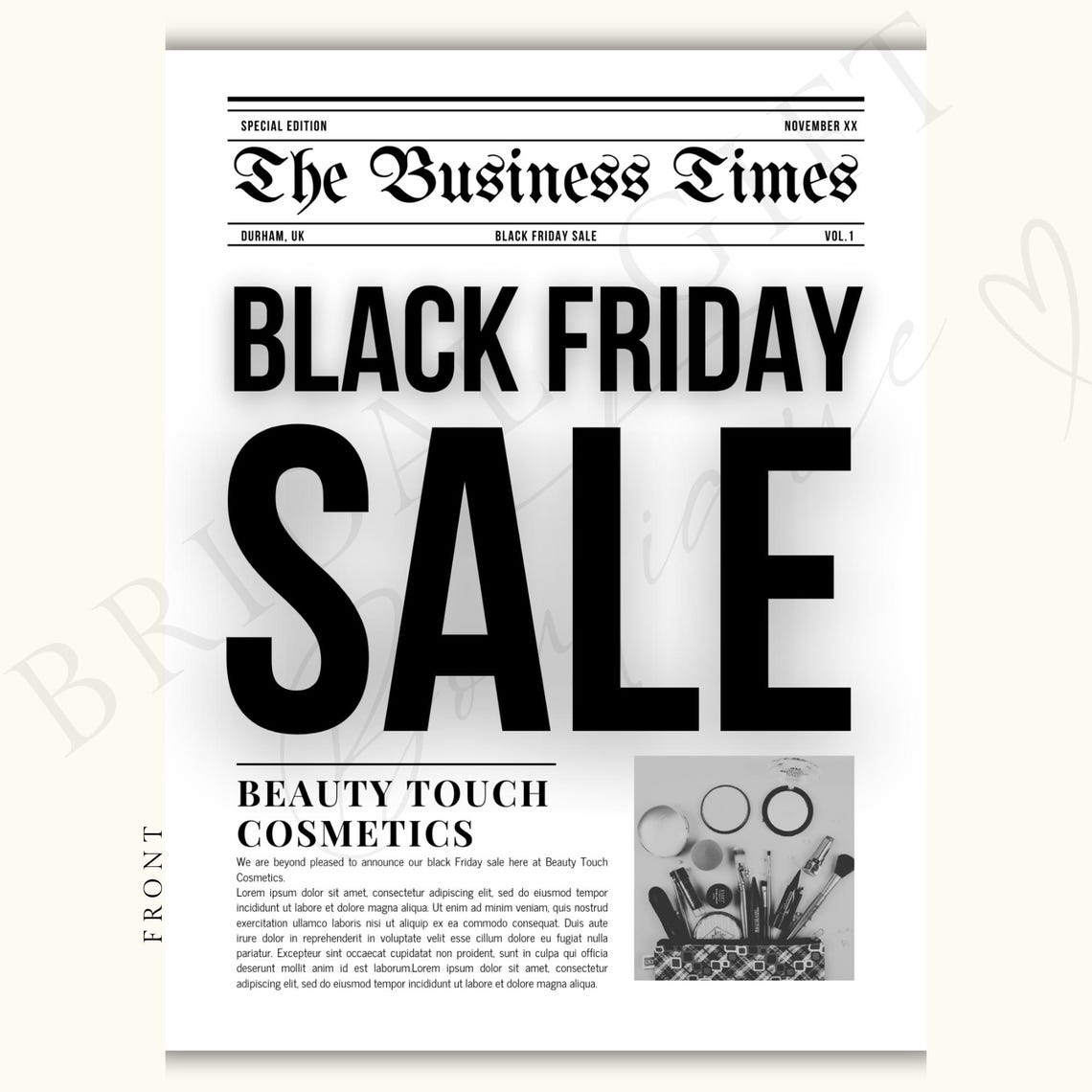 Black Friday Sale Newspaper Announcement Template, Customizable Black ...