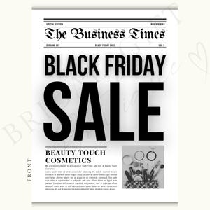 Black Friday Sale Newspaper Announcement Template, Customizable Black ...