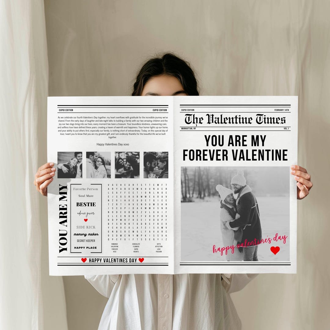 Valentines Day Newspaper Template,editable Canva Newspaper Valentines ...