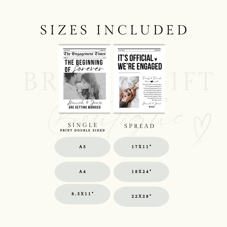 Wedding Engagement Newspaper Template, Bespoke Editable Canva Newspaper ...