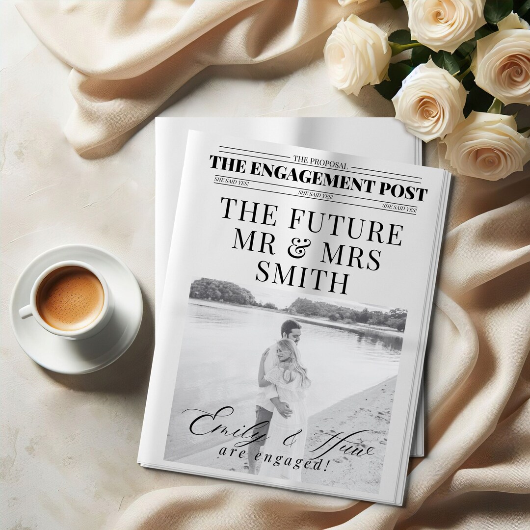 Engagement Wedding Newspaper for Photography, Wedding Engagement ...
