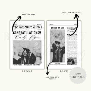 Graduation Newspaper Template, Editable Canva Graduate Newspaper ...