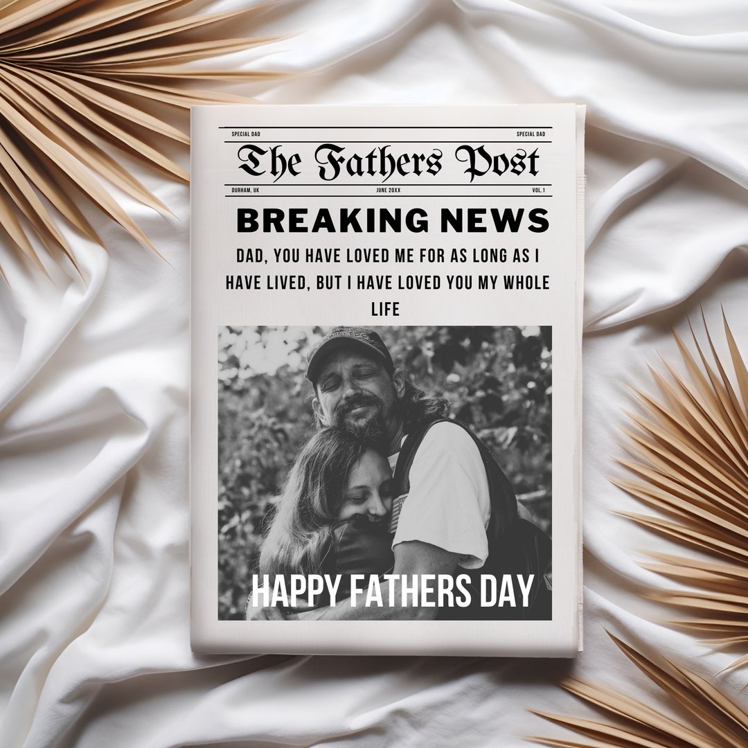 Fathers Day Newspaper Template, Editable Fathers Day Card, Personalised ...