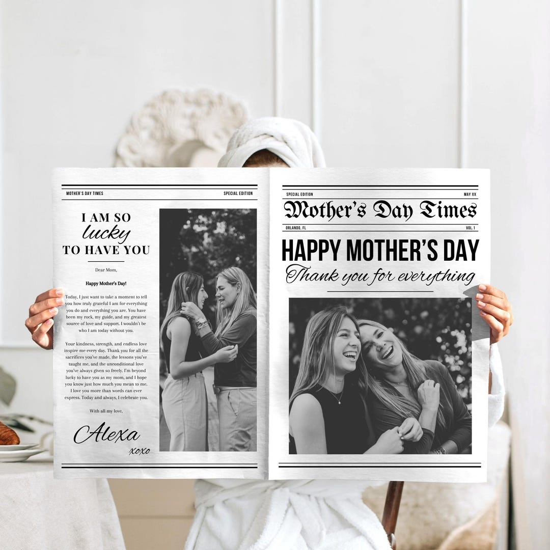 Personalized Mothers Day Newspaper Bouquet Wrap Gift, Newspaper Wrap ...