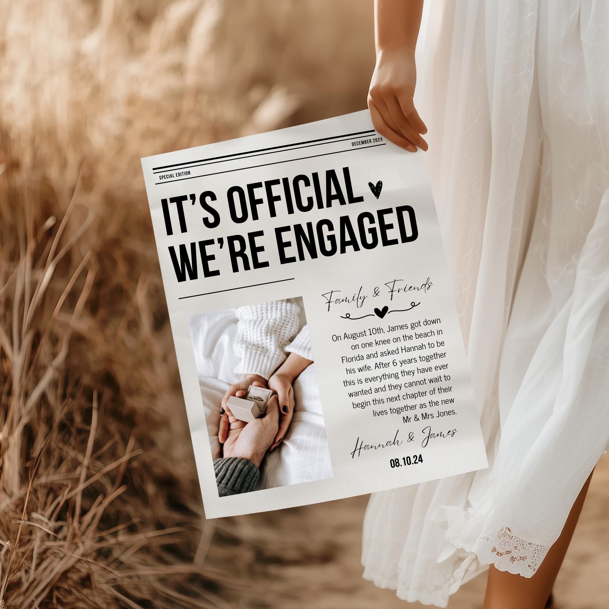 Wedding Engagement Newspaper Template, Bespoke Editable Canva Newspaper ...