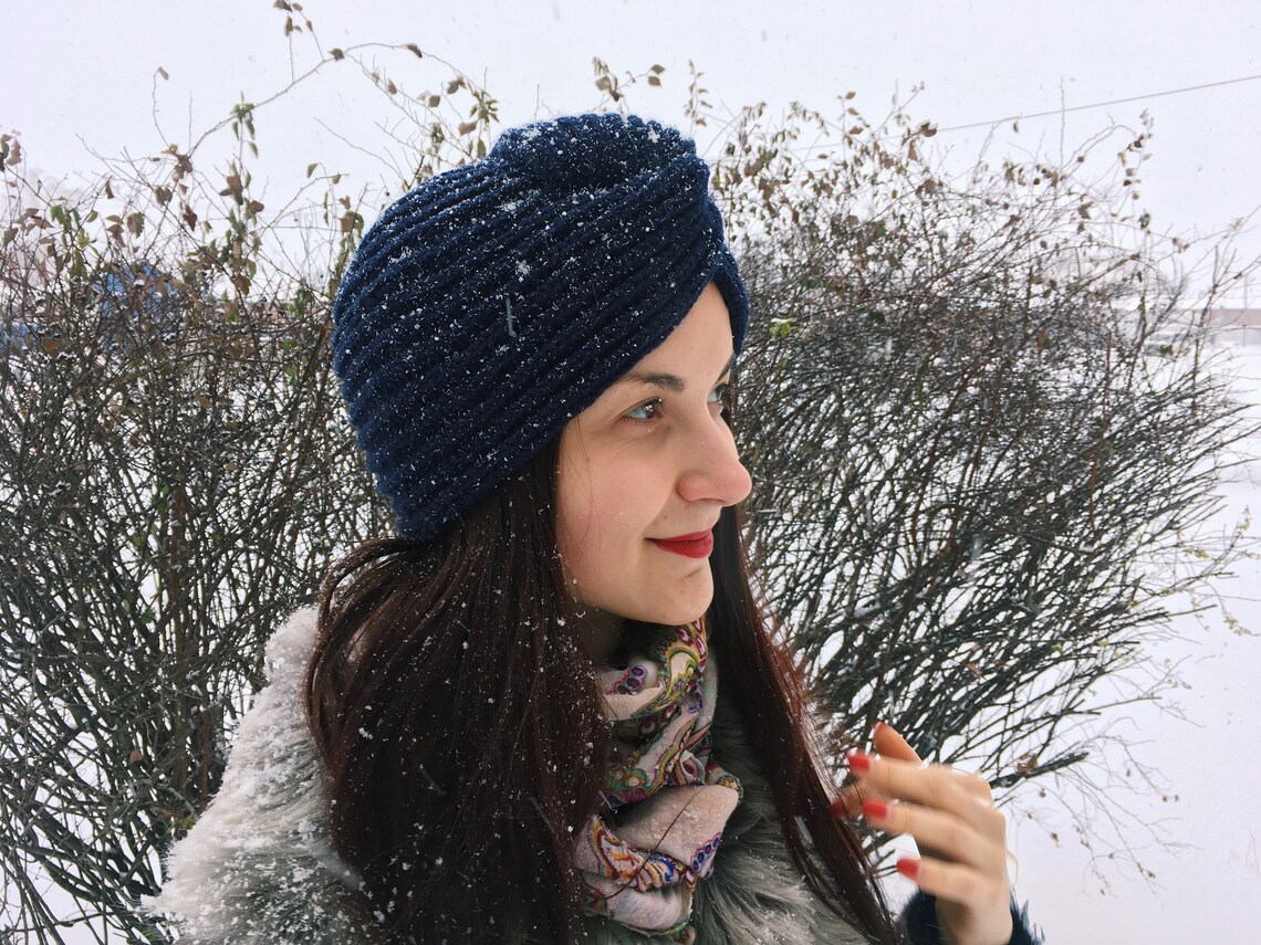Knit Turban Hat Woman Twist Turban Wool Head Wrap Chemo Hat Fashion ...