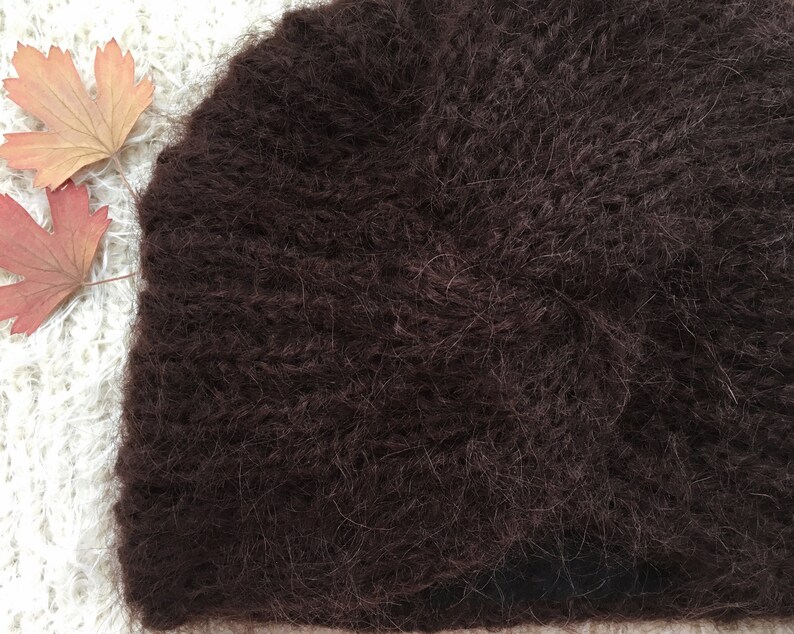Knit Turban coffee brown Fashion Mohair hat Full Turban Hat | Etsy