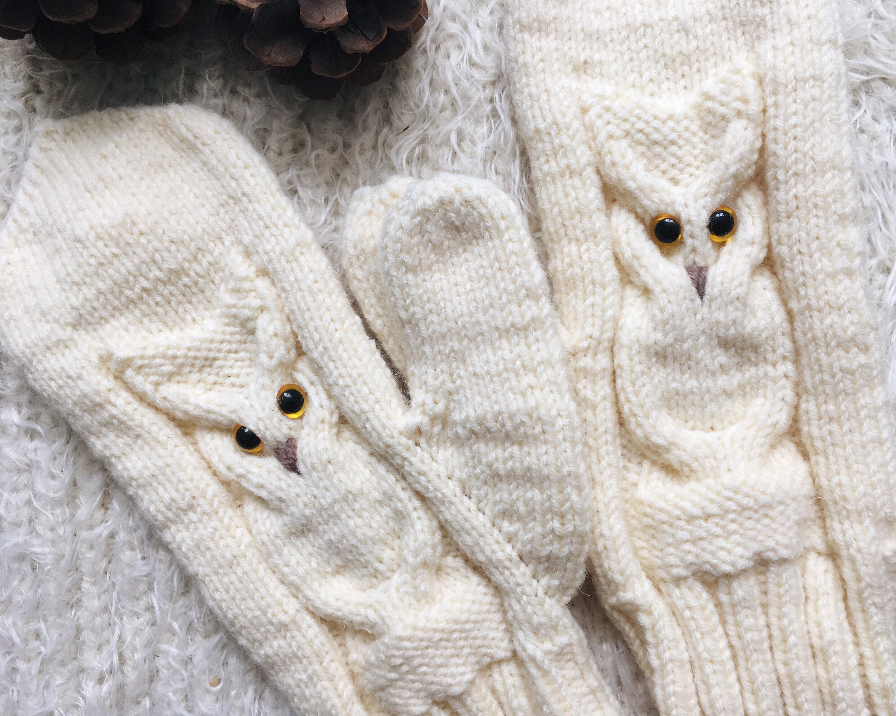 Owl Knit Mittens Women Owl Lovers Gift for Friend Winter Knit Gloves ...