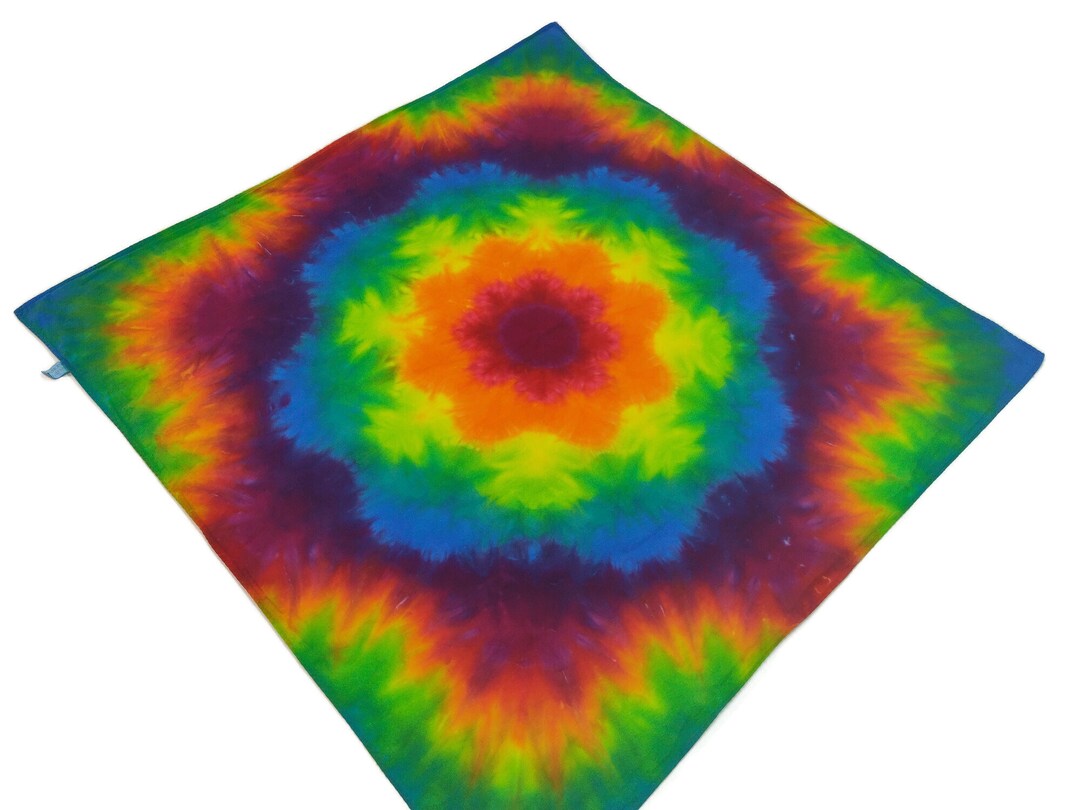 Rainbow Tie Dye Bandana 25" Cotton Scarf Colorful Mandala Psychedelic ...
