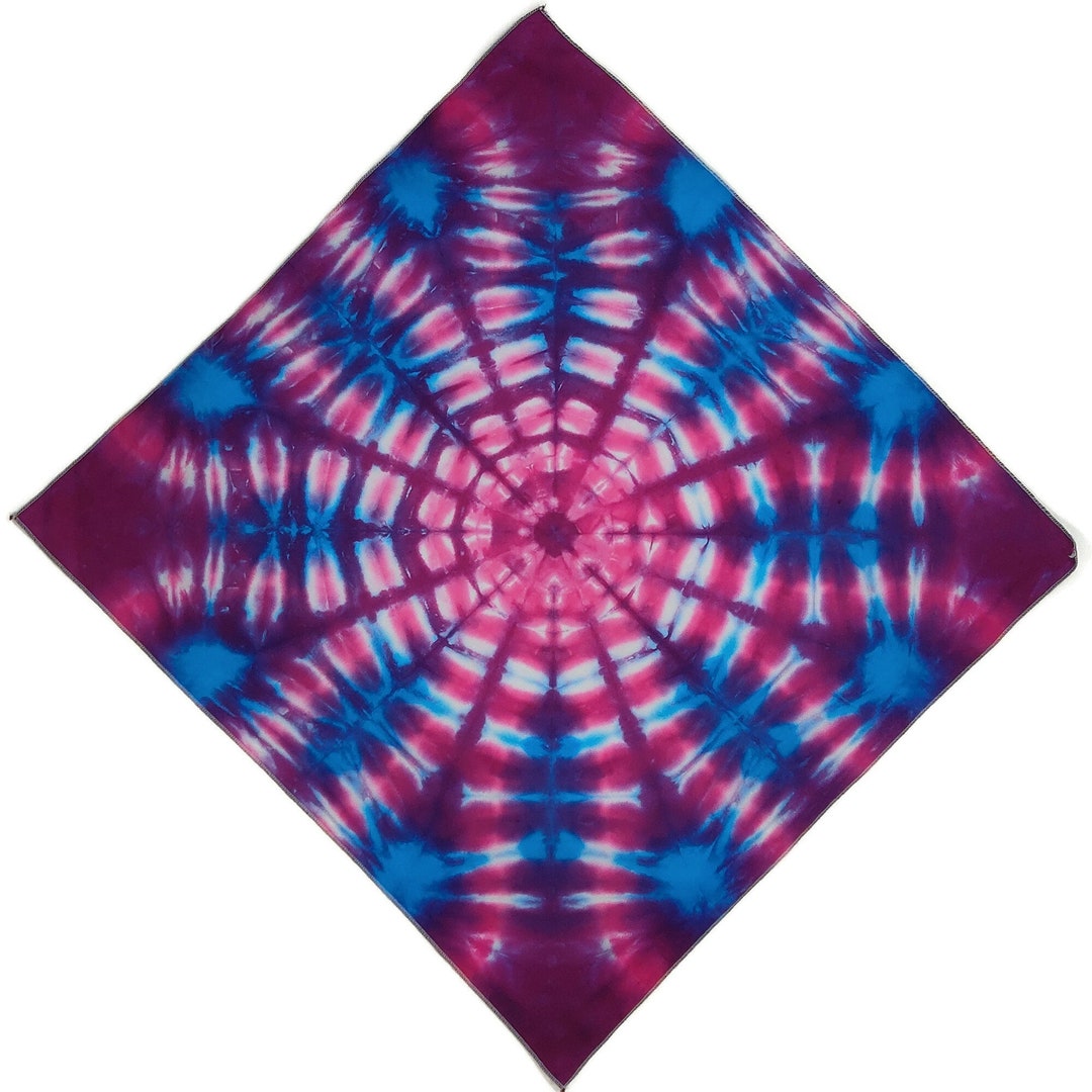 Tie Dye Bandana 20" Pink Purple and Blue Head Wrap Flower Mandala ...