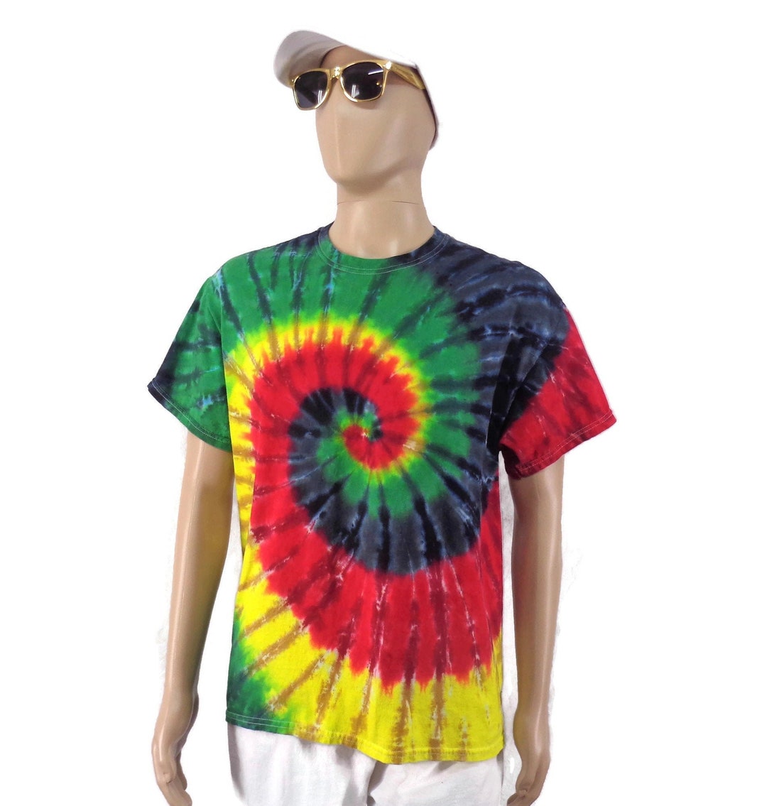 Rasta Inspired Tie Dye T-shirt L Spiral Red Gold and Green - Etsy