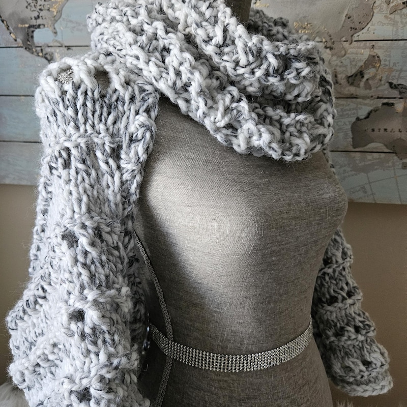 Gray Knitted Scarf - Etsy