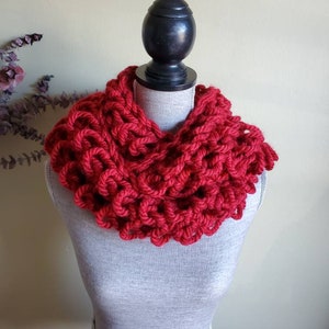 Unisex Retro Red Chunky Infinity Scarf, Soft Avrylic Wool, Hipsters ...