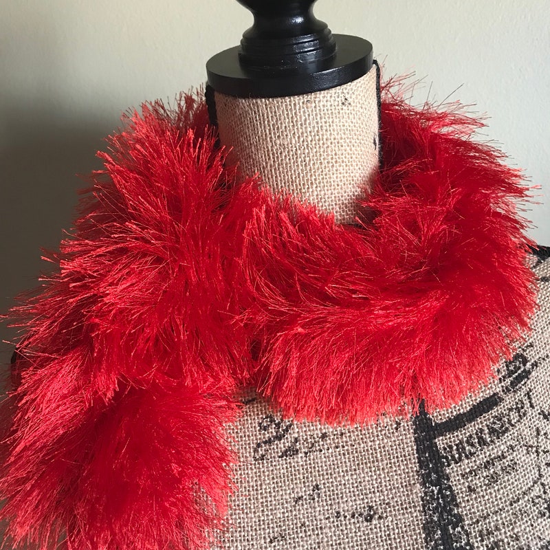 Red Eyelash Yarn Scarf - Etsy