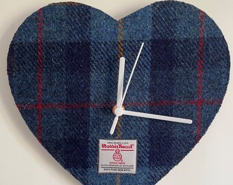 Harris Tweed Round Wall Clock 9in / 23cm Authentic Harris Tweed Faced ...