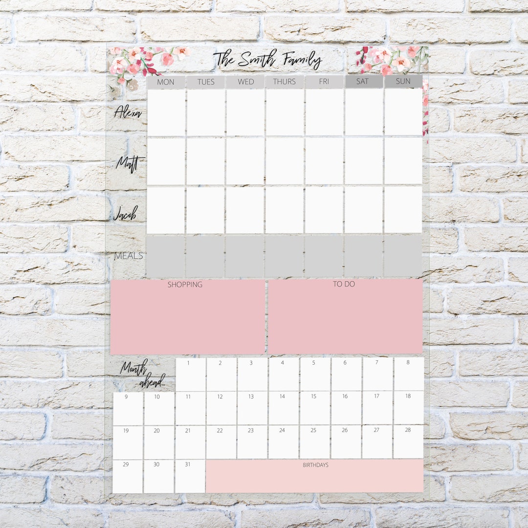 Personalised Wipeable Perspex Family Meal Organiser - Activity Planner ...