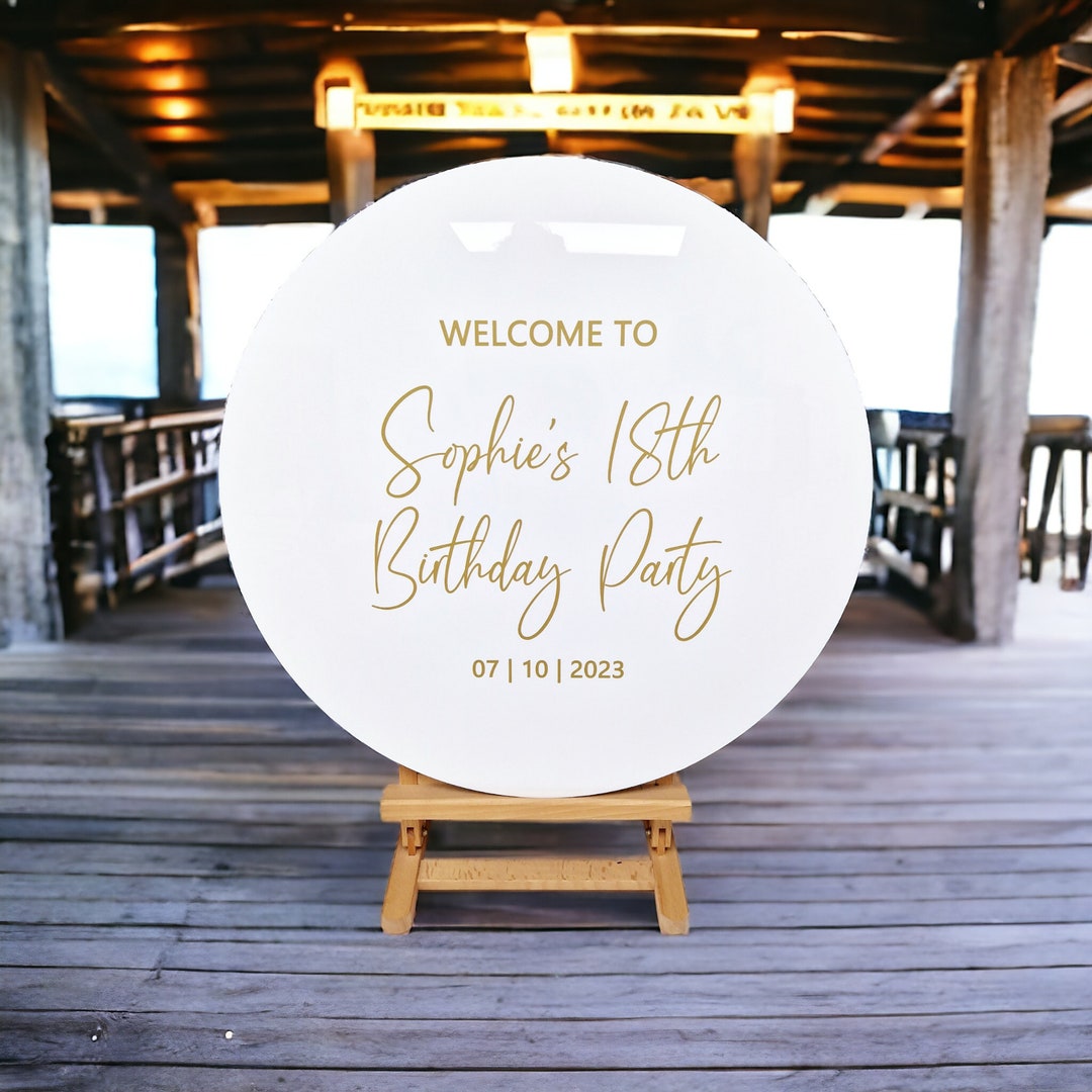 Gorgeous 40cm Printed Perspex Circle Birthday Sign | Baby Shower Sign ...