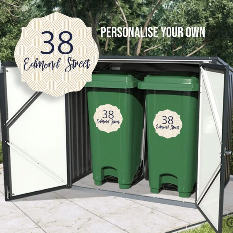 Set of 3 or 4 Personalised Wheelie Bin Stickers Waste Bin - Etsy UK