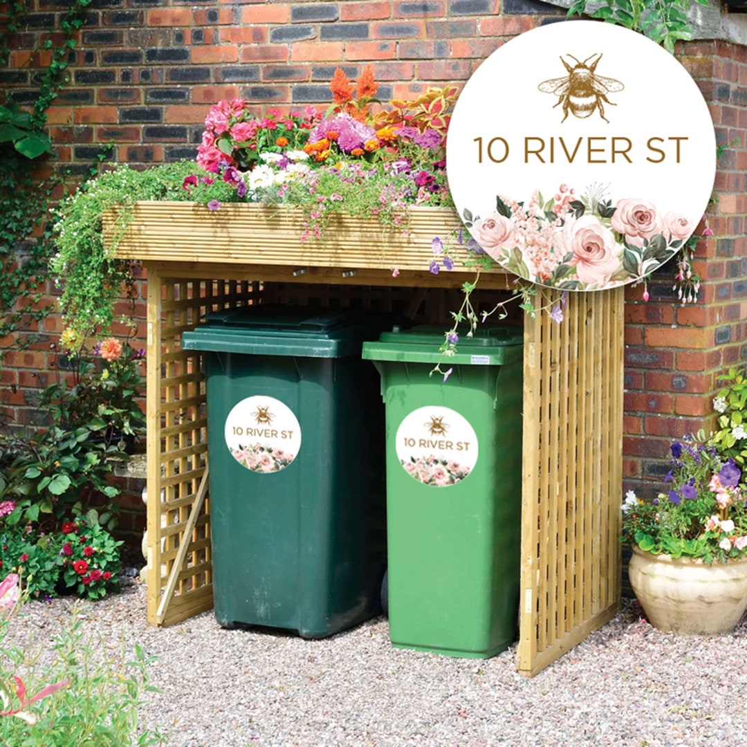 Set of 3 or 4 Personalised Wheelie Bin Stickers Waste Bin Stickers ...