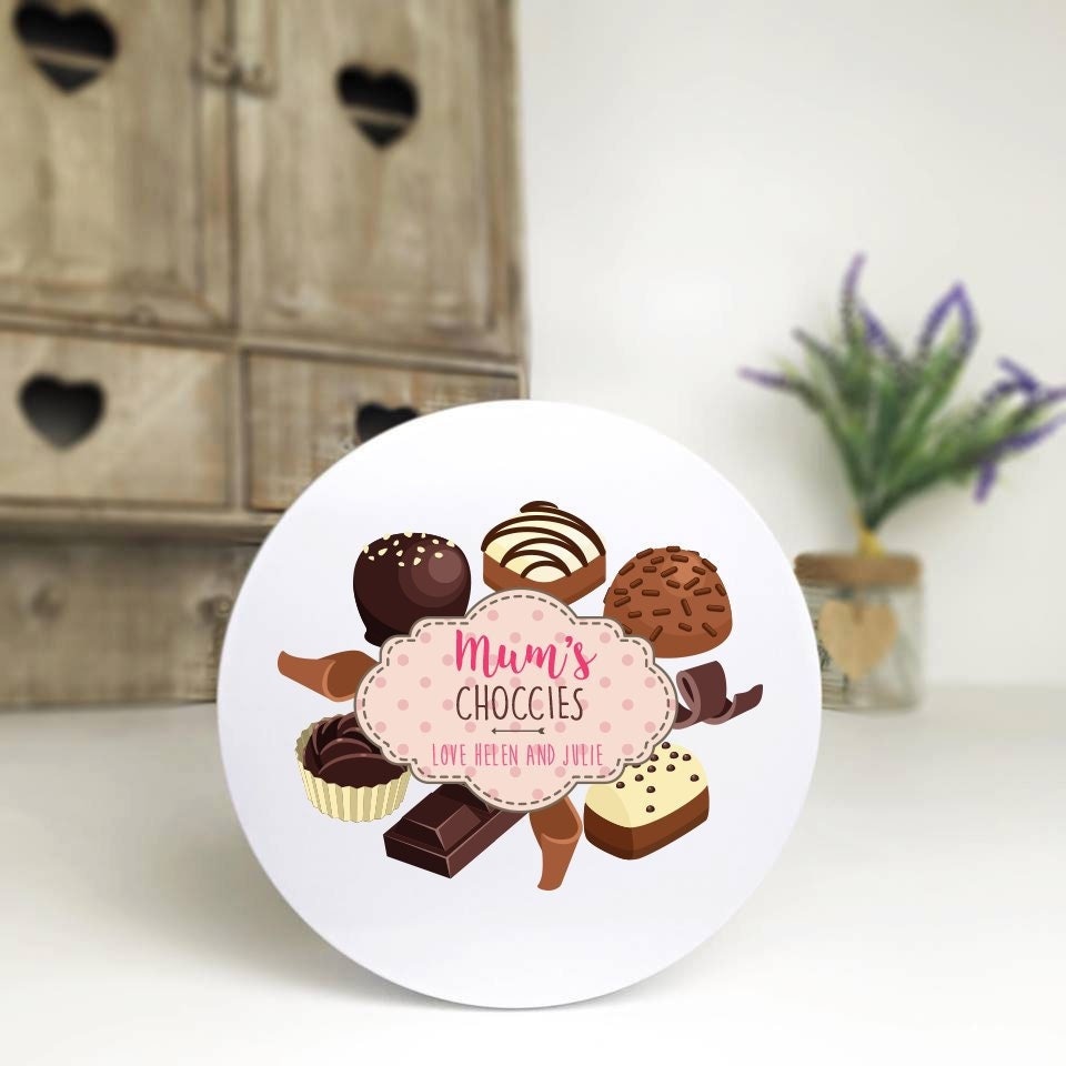 Personalised Printed White or Silver Tin - Choccies - Gift Idea/cookie ...