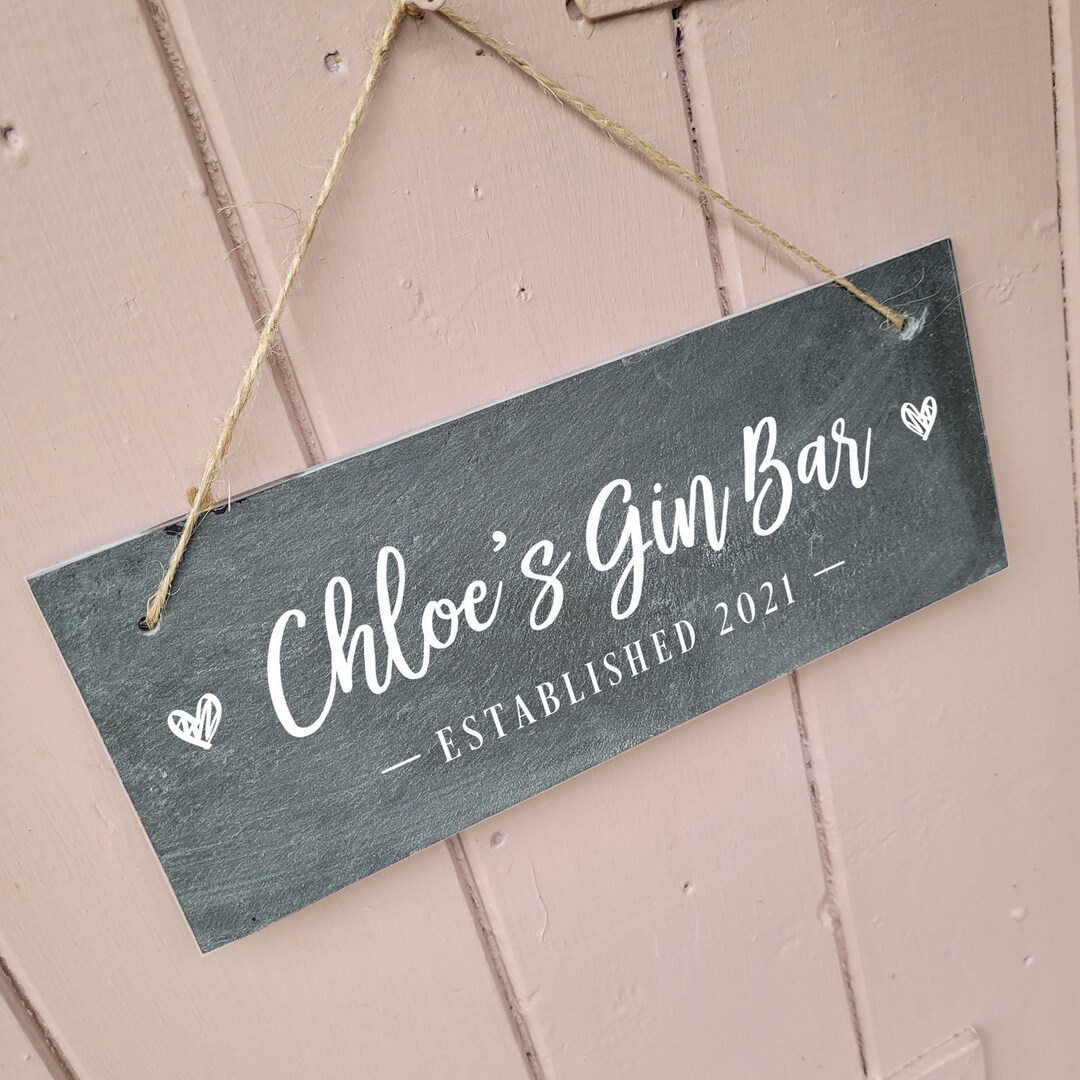 Personalised Slate Signs Wellington Boot Sign Gin Bar Sign Outdoor Sign ...