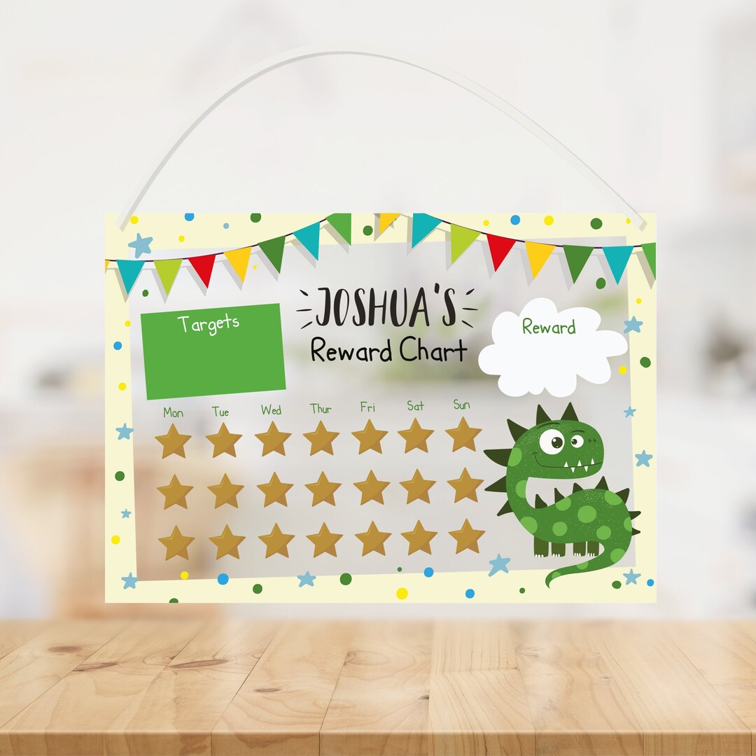 Reusable Children's Reward and Behaviour Star Chart - Dinosaur Whale ...