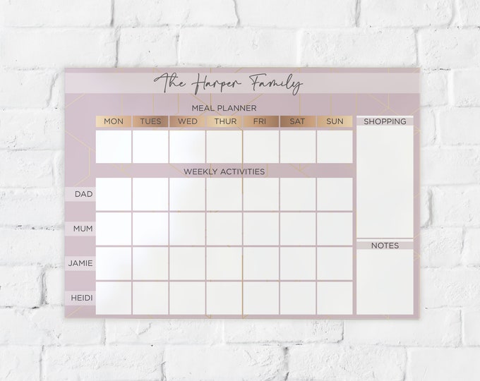 Butterfly Design Personalised Acrylic Wall Planner Custom Family ...