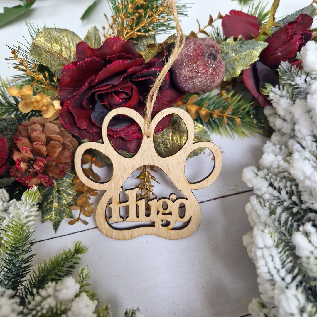 Rustic Personalised Dog Paw Bauble Tree Decoration - Etsy