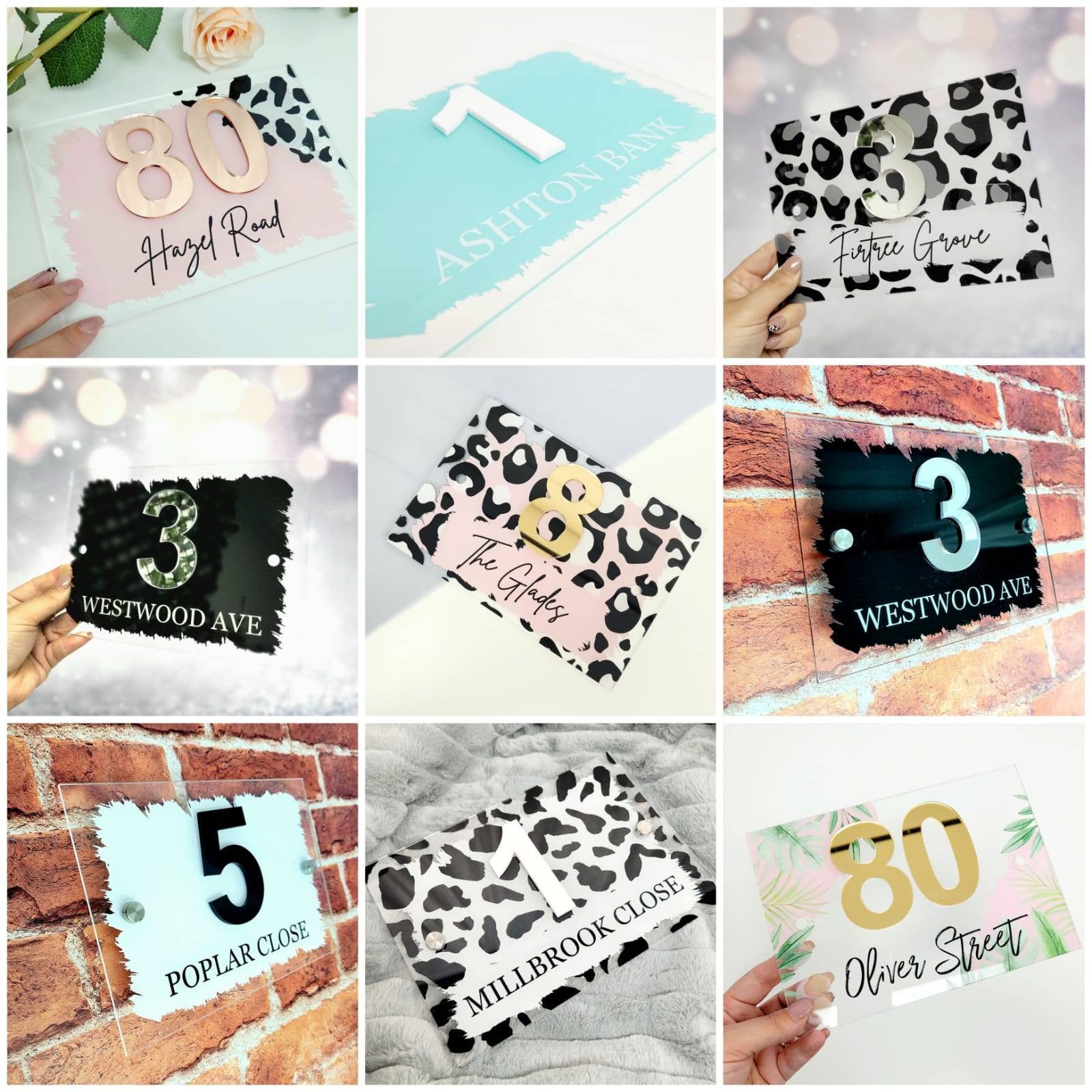 Gorgeous Contemporary Printed House Number Plate Door Sign - Etsy UK