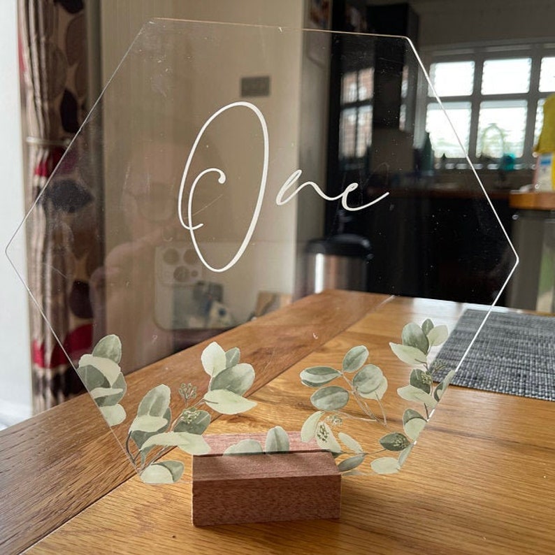 Personalised Printed Hexagon Perspex Wedding Table Numbers - Etsy UK