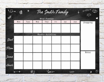 Personalised Wipeable Perspex Family Meal Organiser Activity Planner ...