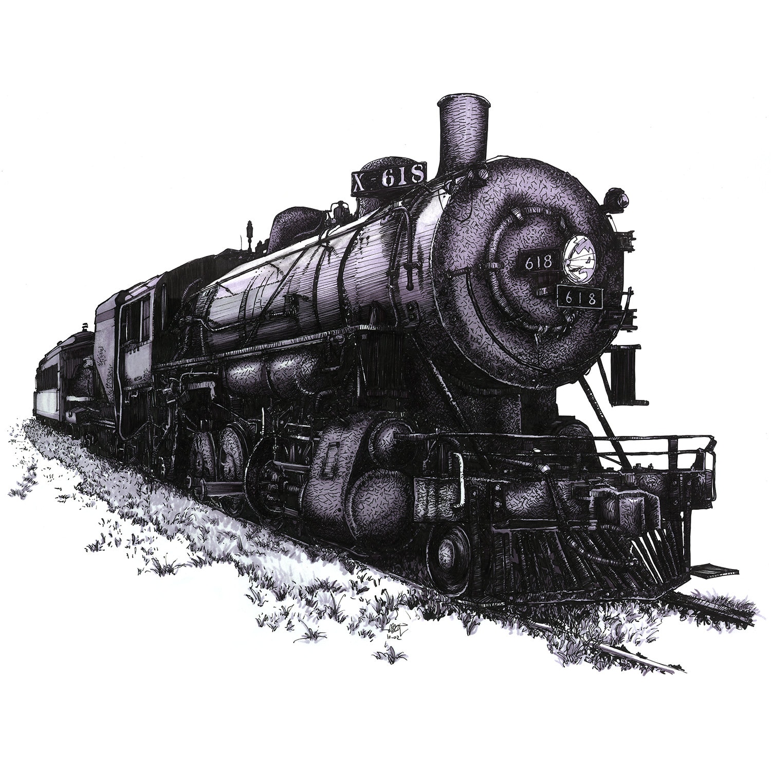 Printable Steam Locomotive Train Illustration (no. 618 Heber Creeper ...