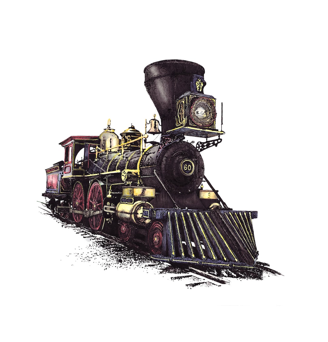 Printable Steam Locomotive Train Illustration (no. 60 Jupiter) - Etsy