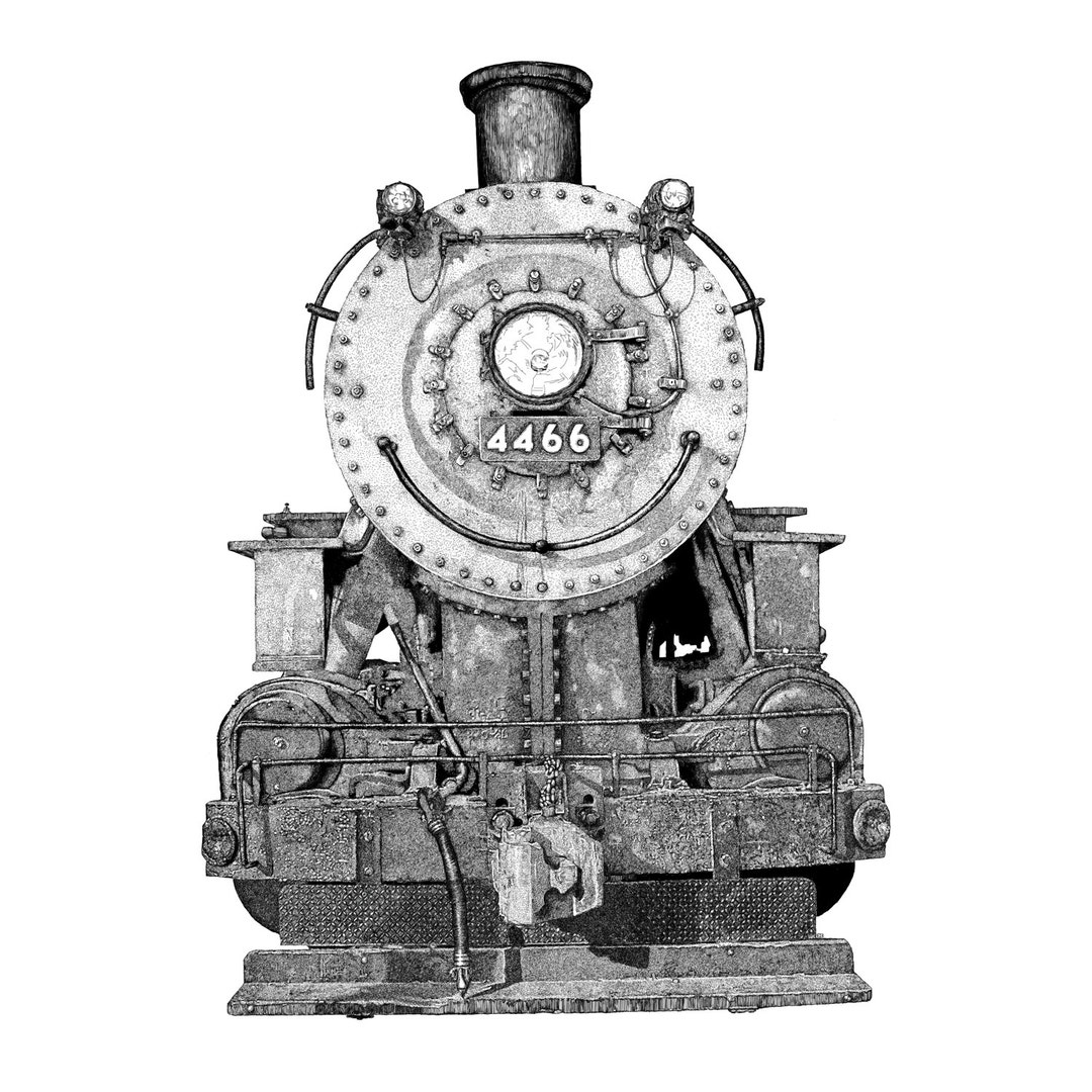 Printable Steam Locomotive Train Illustration (union Pacific #4466) - Etsy