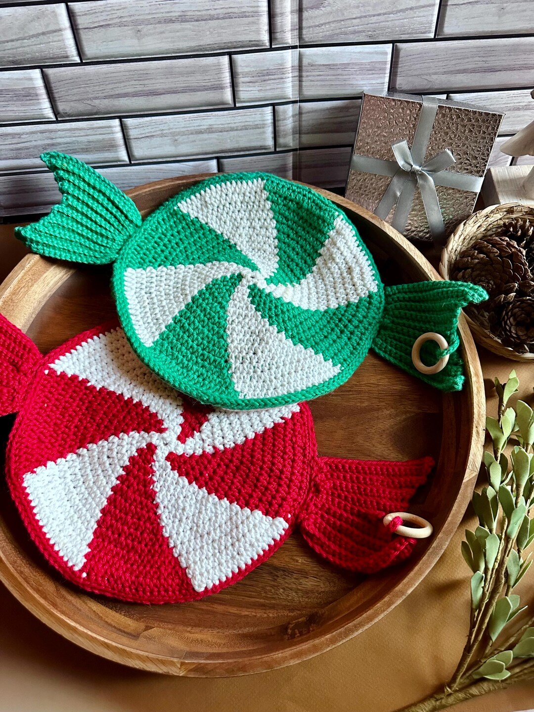 Peppermint Crochet Potholder Pattern: Candy Wrapper Design (PDF Pattern ...